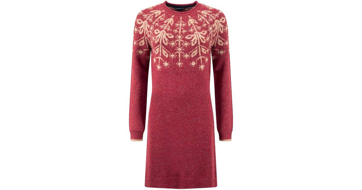 Weird Fish Ladies Blakely Fair Isle Knitted Dress (Rhubarb) in Red ...