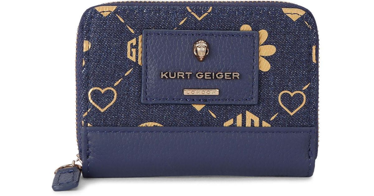 Kurt Geiger Denim Chiswick Sm Zip Wallet in Blue | Lyst UK