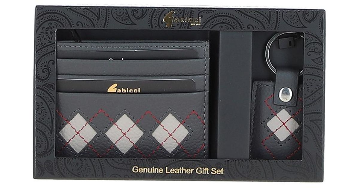 Gabicci '304' Real Leather Card Holder & Key Ring Gift Set in Black for ...