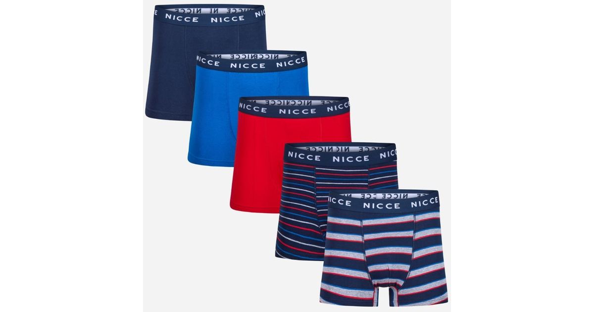 Nicce London Multi 5-Pack Cotton Rich Boxer Briefs With Logo Waistband ...
