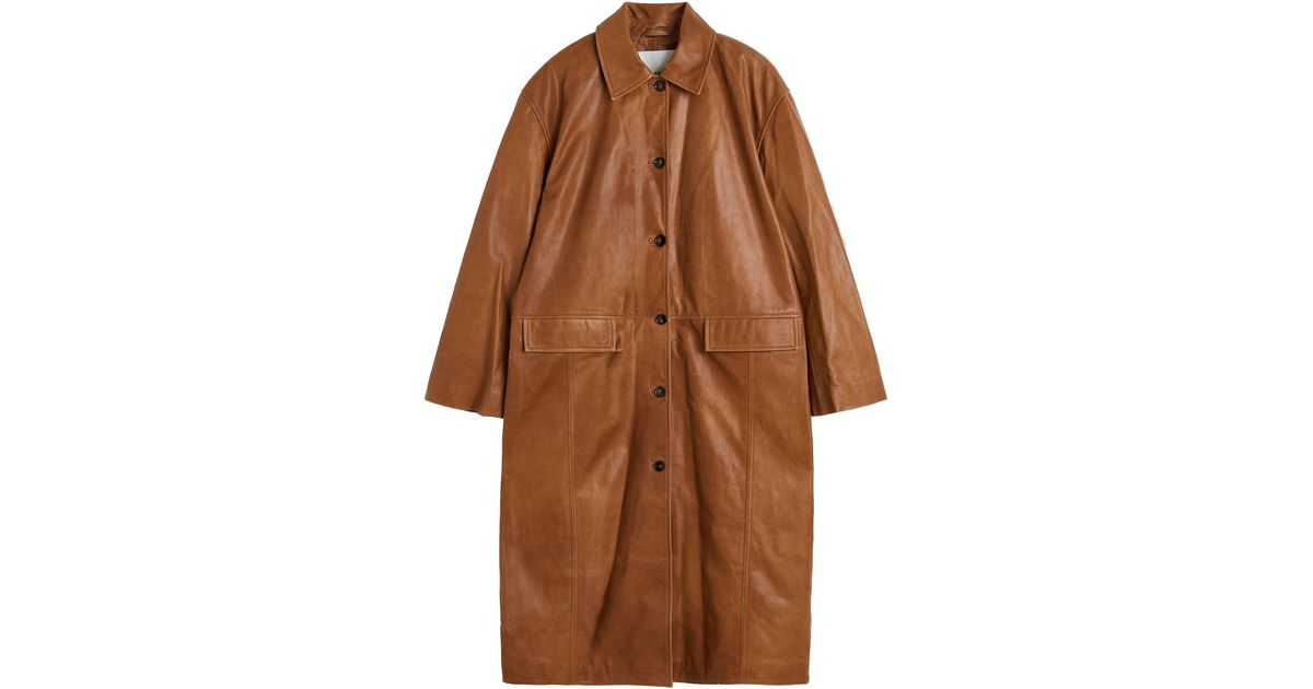 Herskind Halston Leather Coat in Brown | Lyst