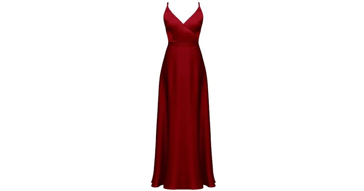 UNDRESS Freya Burgundy Satin Maxi Wedding Guest Dress in Red | Lyst