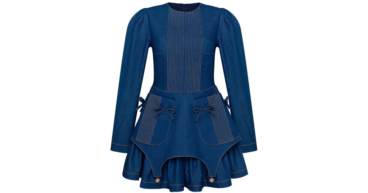GURANDA Denim Dress With Bascque Mini in Blue | Lyst