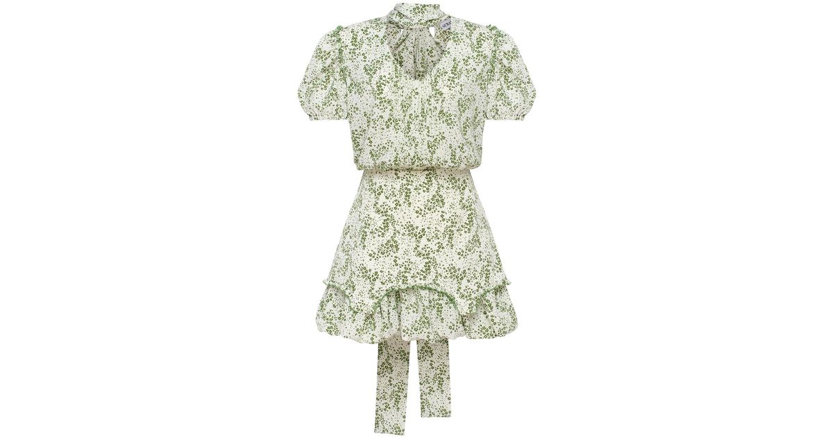 GURANDA Mini Dress With Flowers in Green | Lyst