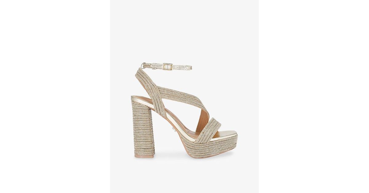 Carvela Kurt Geiger Gala Jewel-Embellished Woven Platform Sandal in ...