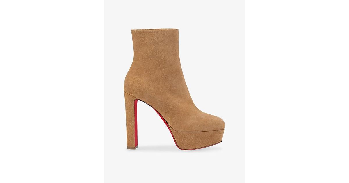 Christian Louboutin Loo Booty 130 Suede Platform Boots in Brown | Lyst