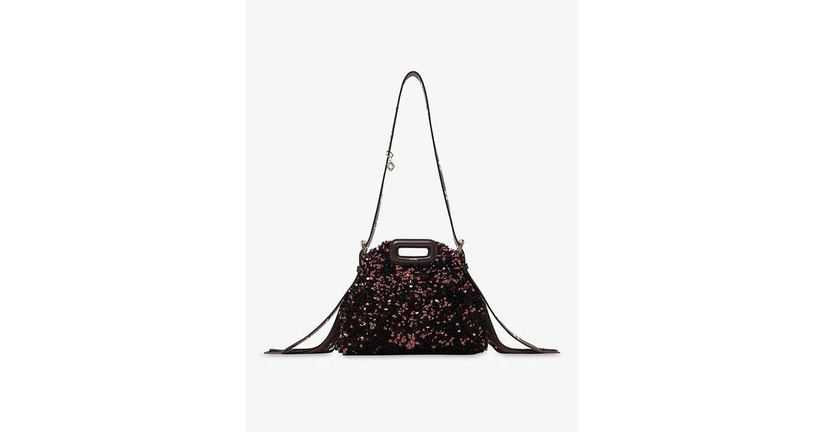 Maje Miss M Mini Sequin-Embellished Shoulder Bag in Black | Lyst