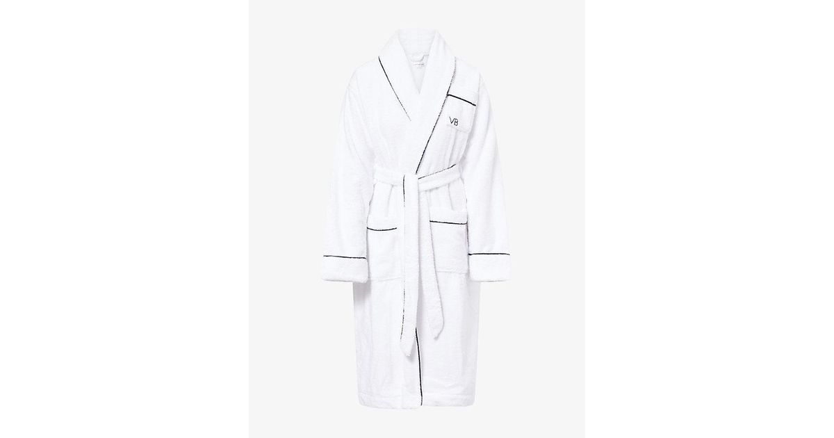 Victoria Beckham Brand-Embroidery Towelling Cotton Robe in White | Lyst UK