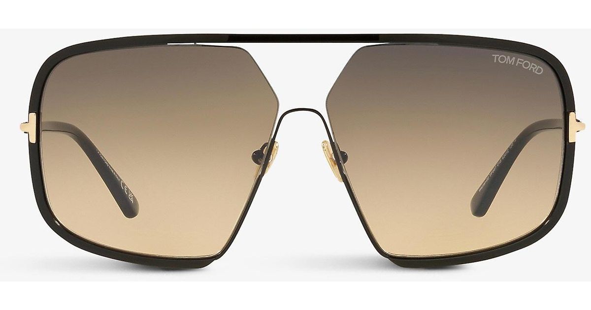 Tom Ford Ft0867 Warren Gold-tone Metal Square-frame Glasses in Black | Lyst