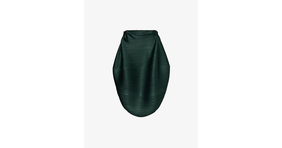 Pleats Please Issey Miyake December Asymmetric-Hem Knitted Midi Skirt ...