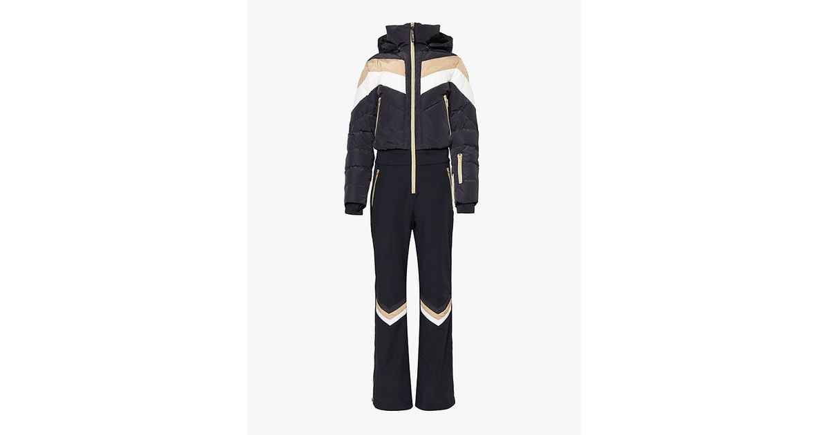 MY Sunday Ski Chevron Padded Hooded Shell Ski Suit in Black | Lyst UK