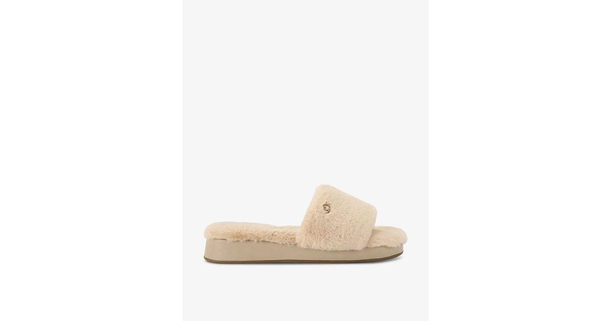 Carvela Kurt Geiger Cloud Cosy Faux-Fur Slippers in Natural | Lyst