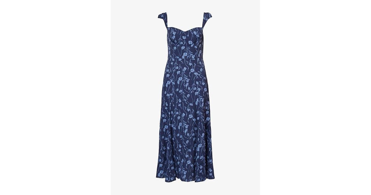Reformation Bryson Flower-Print Woven-Blend Maxi Dress in Blue | Lyst