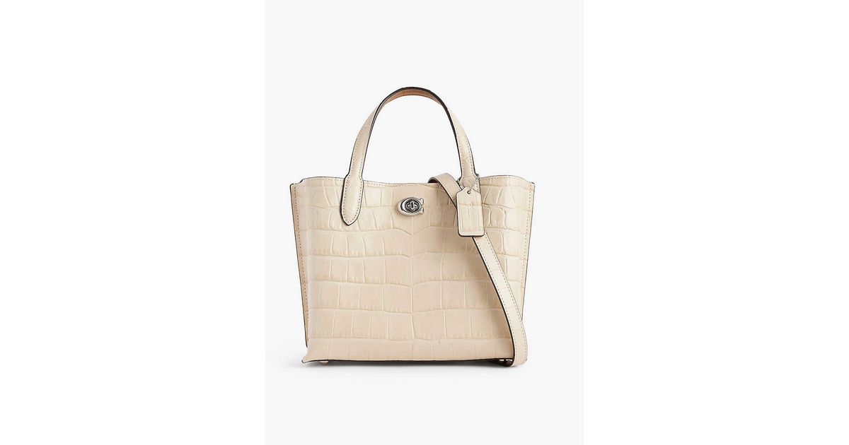 COACH Croc-embossed Leather Tote Bag in Natural | Lyst UK