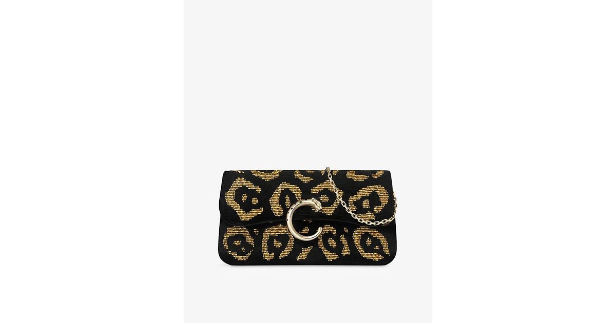 Cartier Panthère C De Mini Model Beaded Shoulder Bag in Black | Lyst