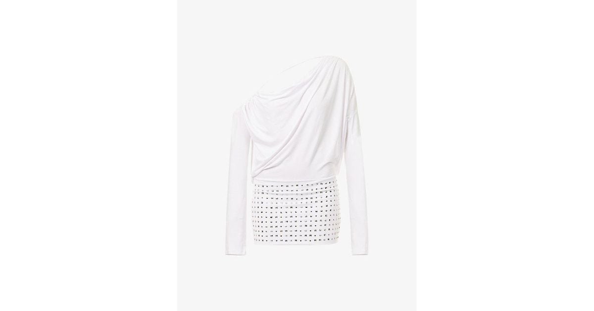 Jaded London Arina Studded Jersey Mini Dress in White | Lyst
