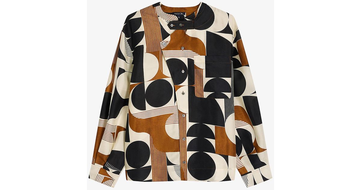 Soeur Philo Abstract-print Silk Shirt in Brown/Black (Black) | Lyst Soeur Philo Abstract-print Silk Shirt in Brown/Black (Black) | Lyst