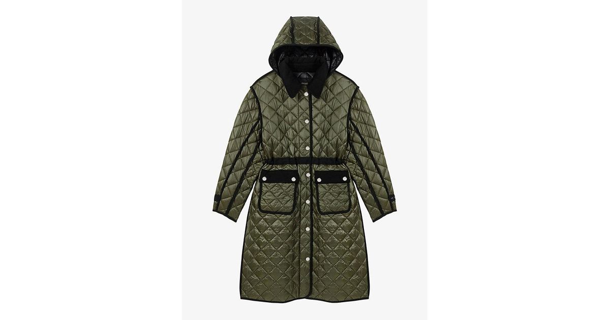 Maje Quilted Adaptable Puffer Coat in Green | Lyst