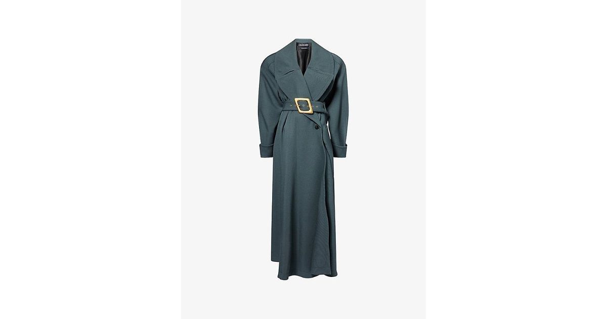 Mugler Military Belted Notch-Lapels Wool Coat in Blue | Lyst UK