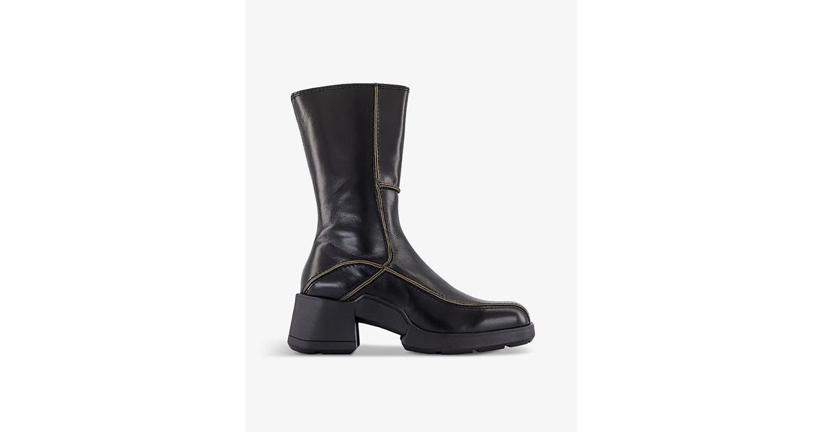 Miista Meiko Square-toe Leather Ankle Boots in Black | Lyst