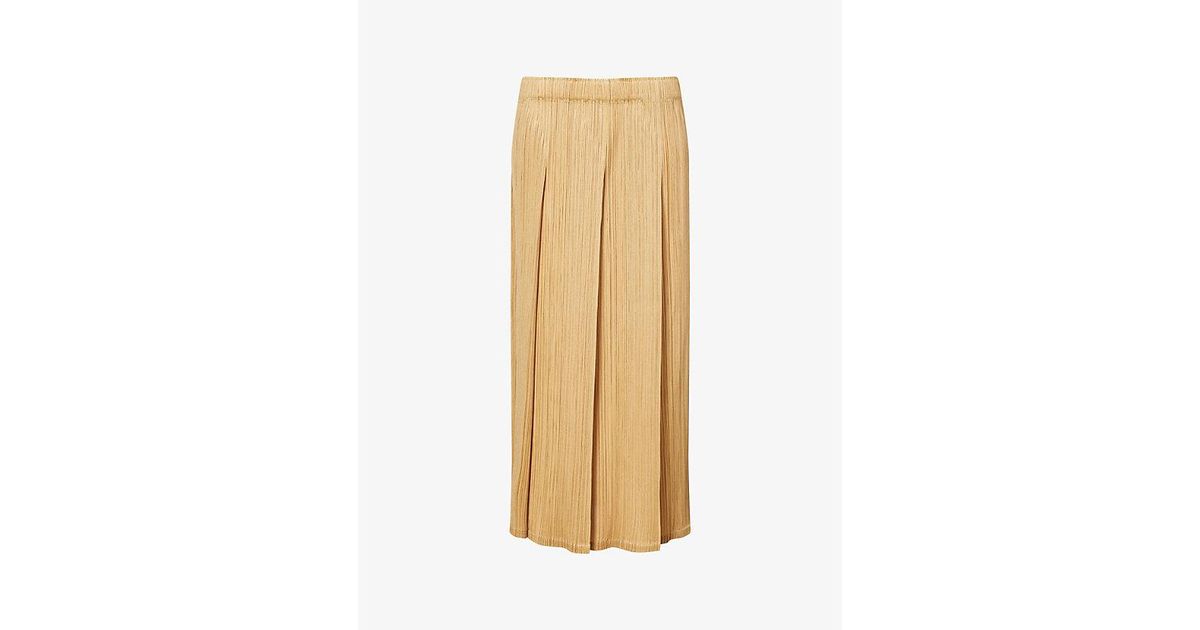 Pleats Please Issey Miyake December Pleated Knit Midi Skirt in Natural ...