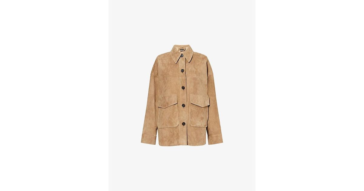 Arma Kaylee Relaxed-Fit Suede Jacket in Natural | Lyst UK