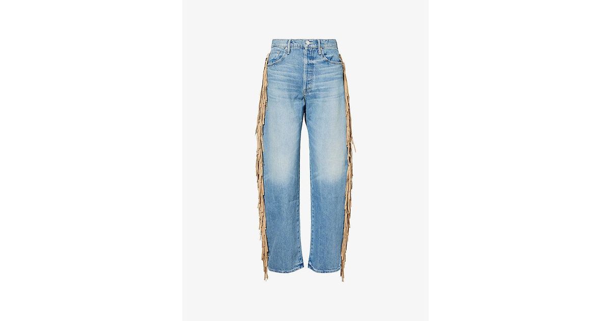 Mother The Fringe Half Pipe Denim Jeans in Blue | Lyst UK