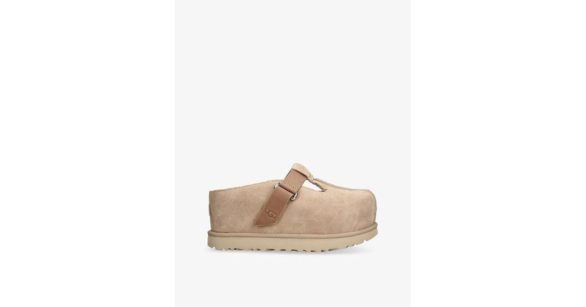UGG Goldenstar Hi-Top Suede Clogs in Natural | Lyst