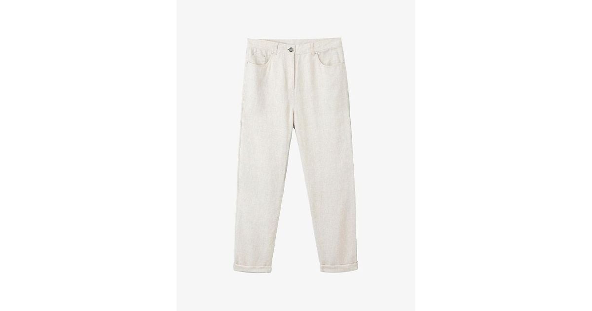 The White Company Brompton Tapered-Leg Linen Trousers in White | Lyst UK