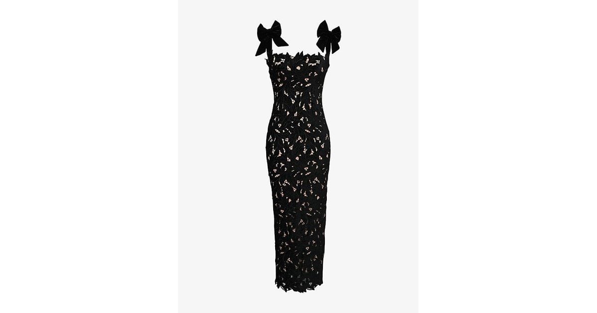 House Of Cb Tiff Floral-Lace Slim-Fit Woven Maxi Dress in Black | Lyst