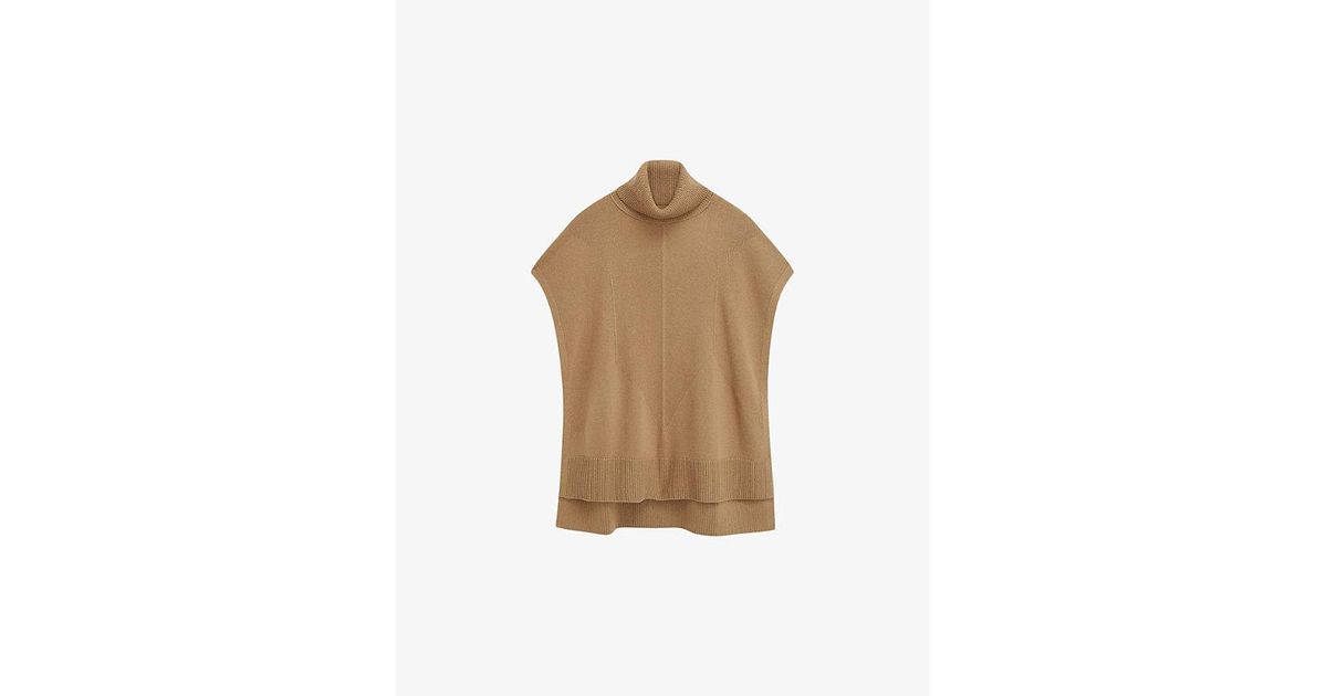 JOSEPH High-Neck Merino-Wool Poncho in Natural | Lyst