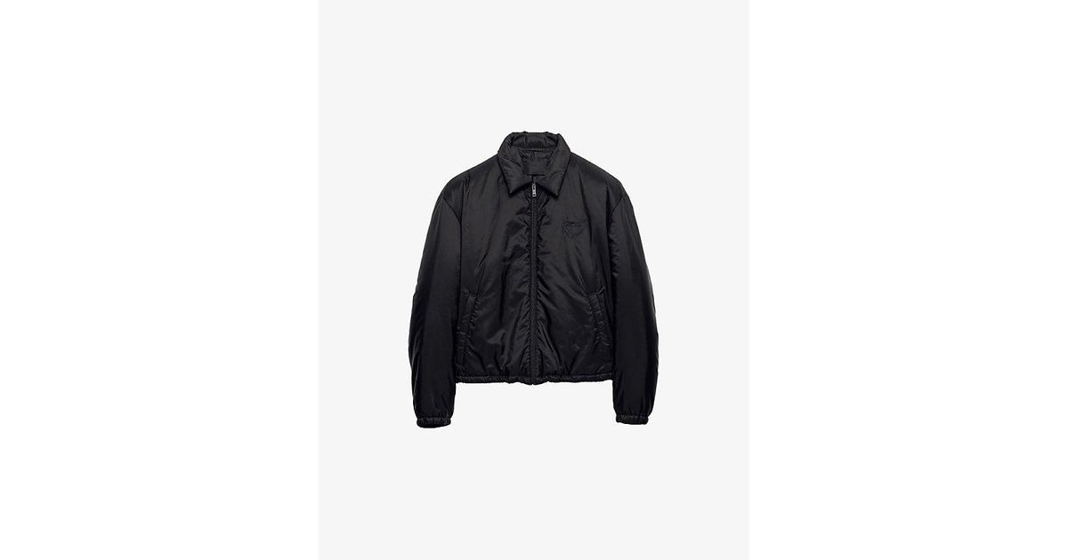 Prada Re-Nylon Triangle-Logo Woven Jacket in Black for Men | Lyst UK