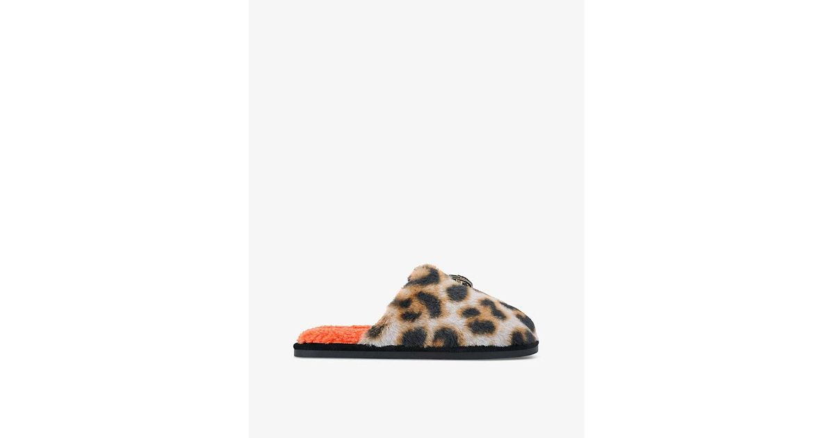 Kurt Geiger Kensington Leopard-Pattern Faux-Shearling Slippers in Brown ...
