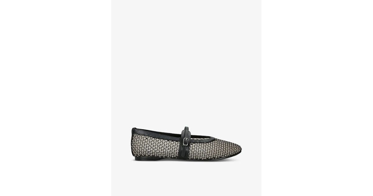 Steve Madden Rejoice-Mr Rhinestone-Embellished Mesh Flats in Black ...
