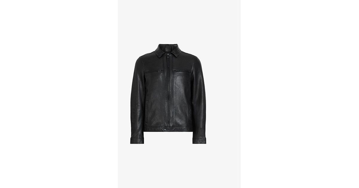 AllSaints Luck Regular-Fit Leather Jacket in Black for Men | Lyst UK