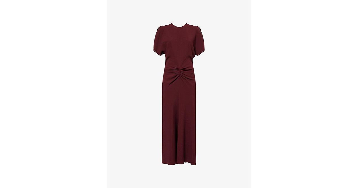 Victoria Beckham Gathered Split-Sleeve Woven Midi Dress | Lyst UK
