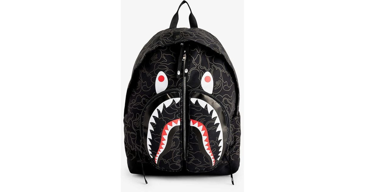 A Bathing Ape Camo Shark Graphic-print Woven Backpack in Black for Men ...