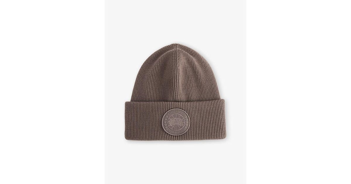 Canada Goose Arctic Toque Logo-Patch Wool Beanie Hat in Brown for Men ...