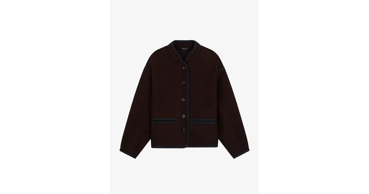 Soeur Olympe Cropped Boxy-fit Wool Jacket in Black | Lyst