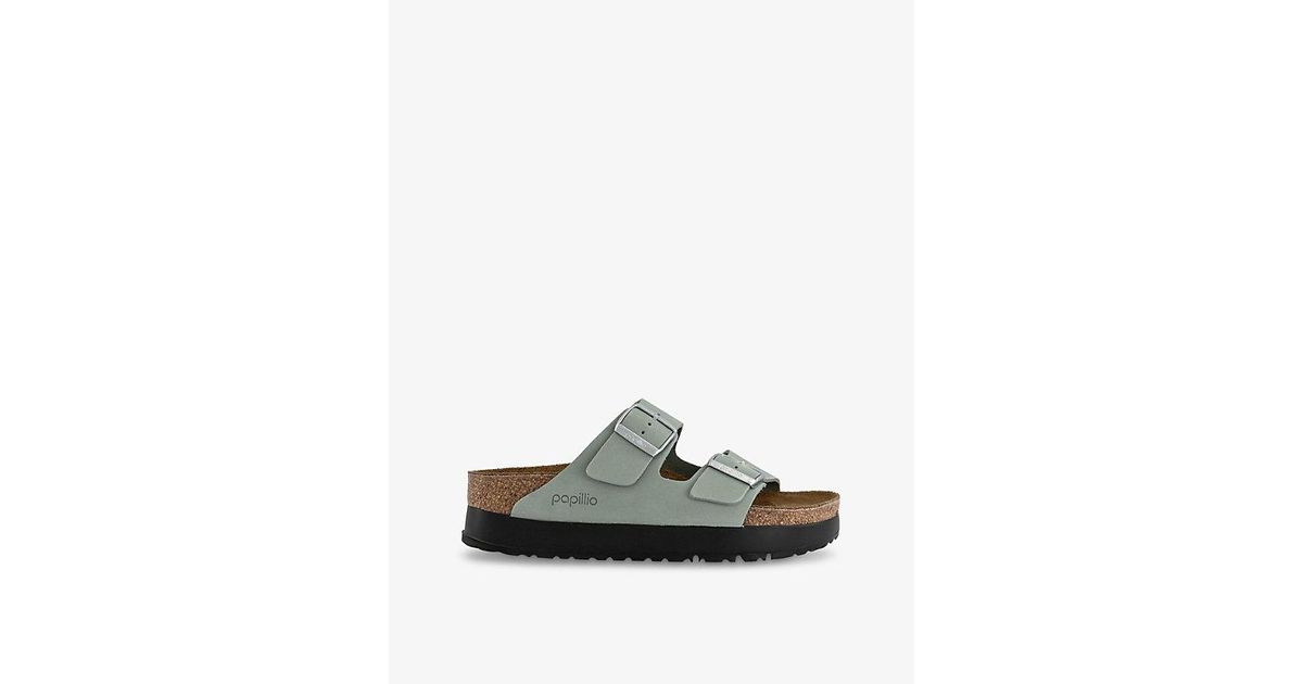 Birkenstock Arizona Flex Platform Leather Sandals in Black | Lyst