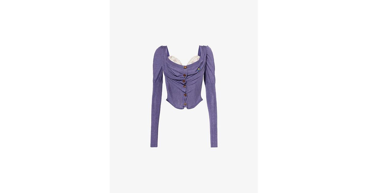 Vivienne Westwood Bea Corset Heart-Shape Wool-Blend Knitted Cardigan in ...
