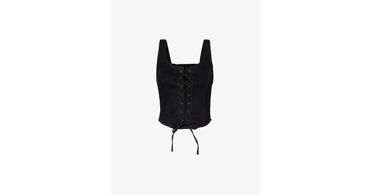 Levis Levis X Barbie Ferreira Slim Fit Stretch Denim Top In Black Lyst