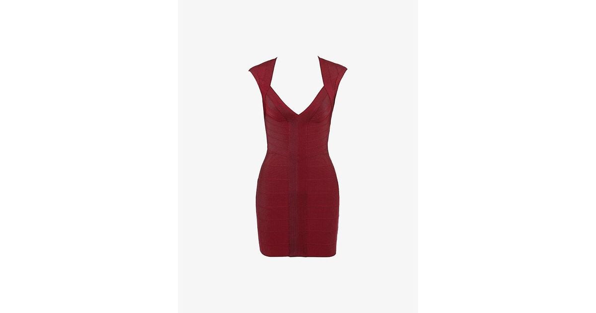 House Of Cb The Icon Stretch-Woven Bandage Mini Dress in Red | Lyst UK
