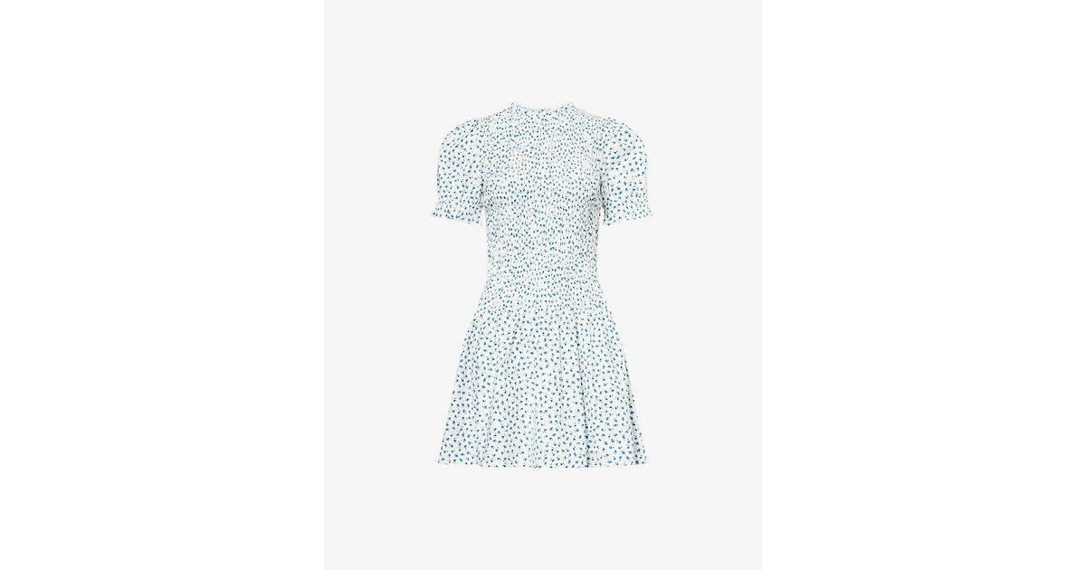 Reformation Leannah Floral-Print Stretch-Cotton Mini Dress in Blue | Lyst