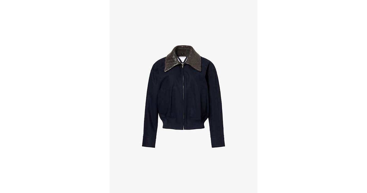 Bottega Veneta Blouson Detachable-Collar Cotton Jacket in Blue | Lyst