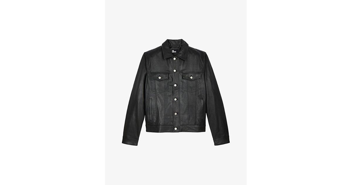 The Kooples Classic-Collar Fitted Leather Jacket in Black for Men | Lyst
