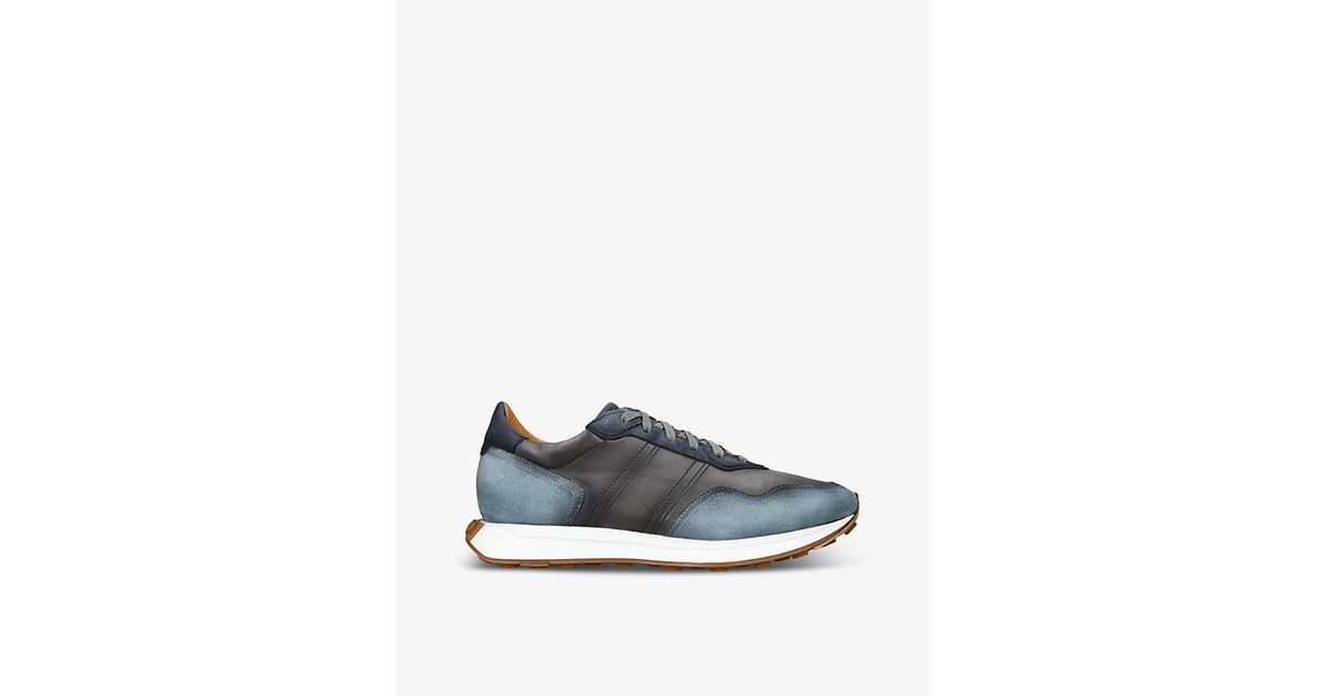 Magnanni Romero Ii Contrast-Panel Lace-Up Leather Low-Top Trainers in ...