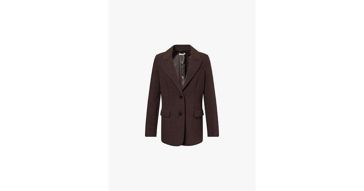 Dissh Elle Notched-Lapel Woven Blazer in Brown | Lyst