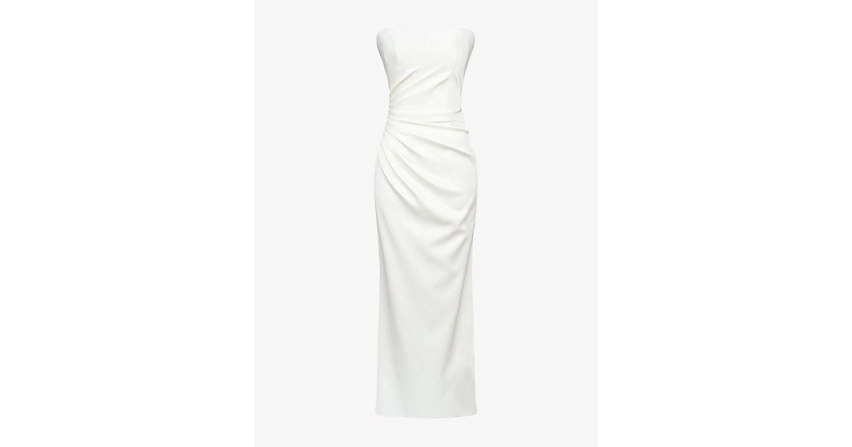 House Of Cb Clarinda Strapless Satin Bridal Gown in White | Lyst