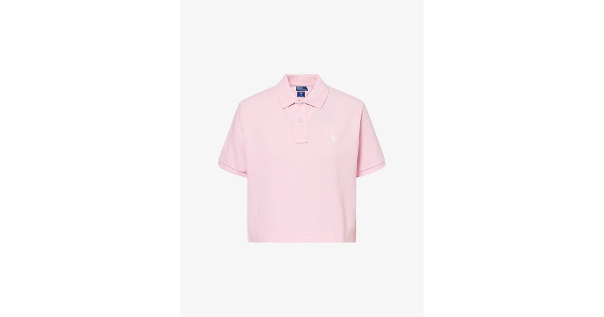 Polo Ralph Lauren X Wimbledon Polo Pony Cropped Cotton-Pique Polo Shirt in Pink | Lyst UK